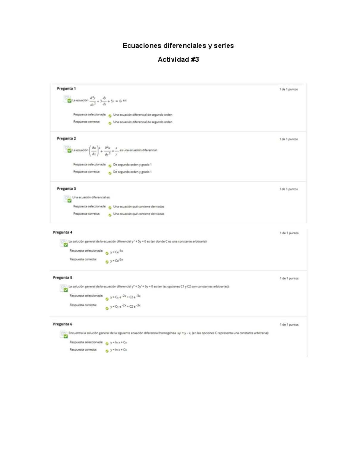 Ecuaciones diferenciales y series actividad 3 - Studocu