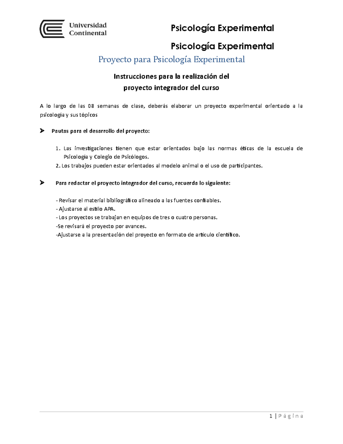 PA1 Proyecto Psicología experimental Etapa 1 - Diagnóstico ...