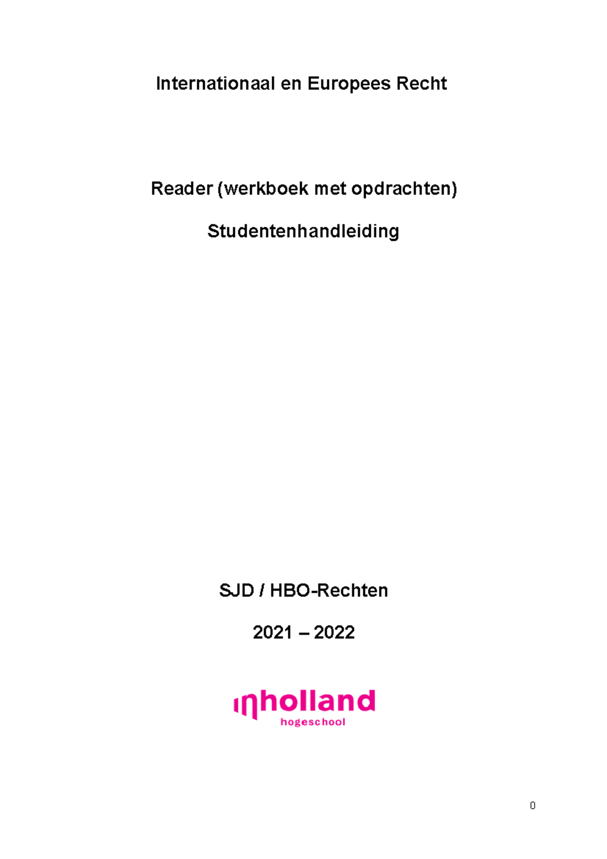 Reader internationaal en Europees recht 2221 Student - Internationaal ...