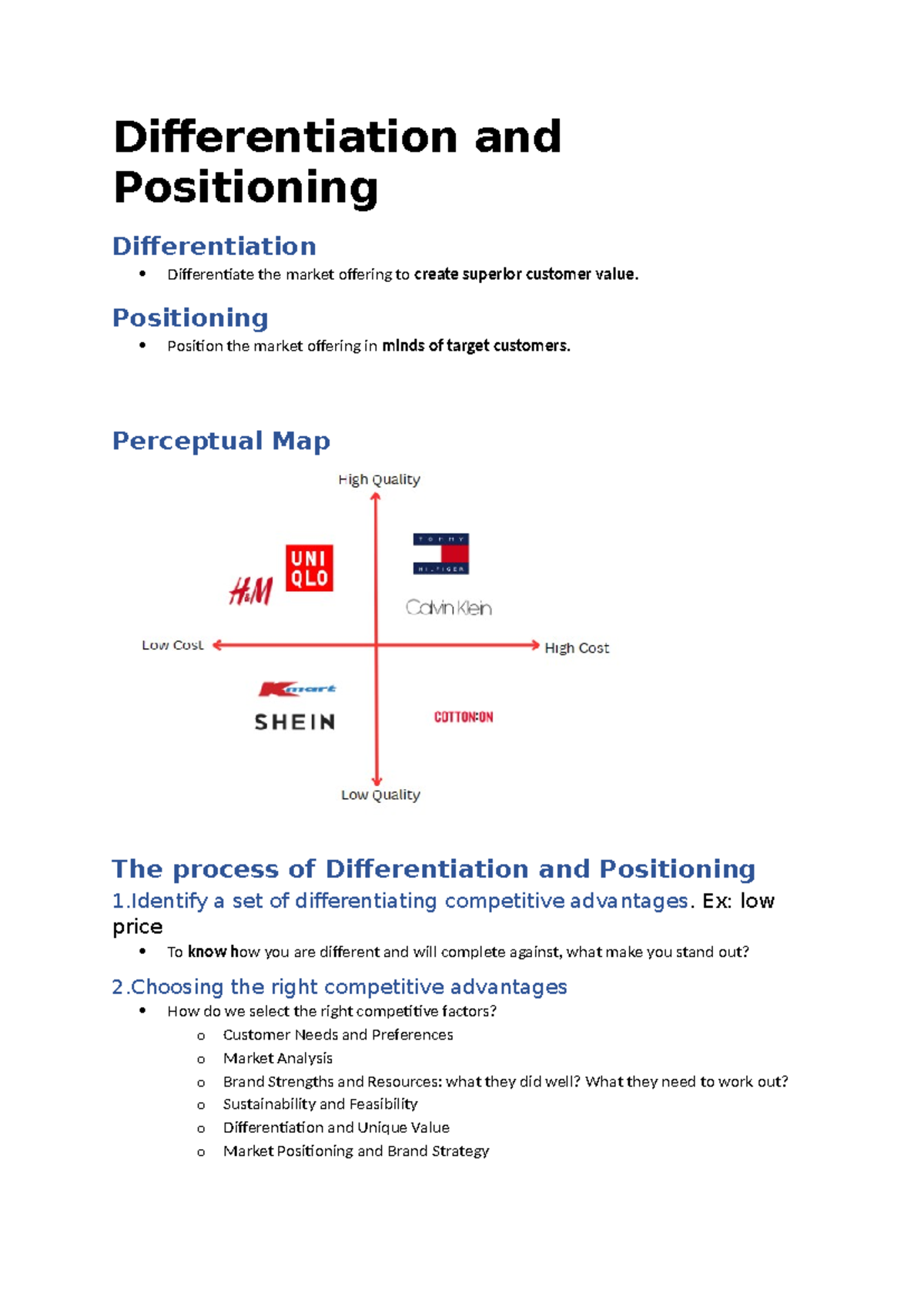 W3- Lecture MKTG1001 - Differentiation and Positioning ...