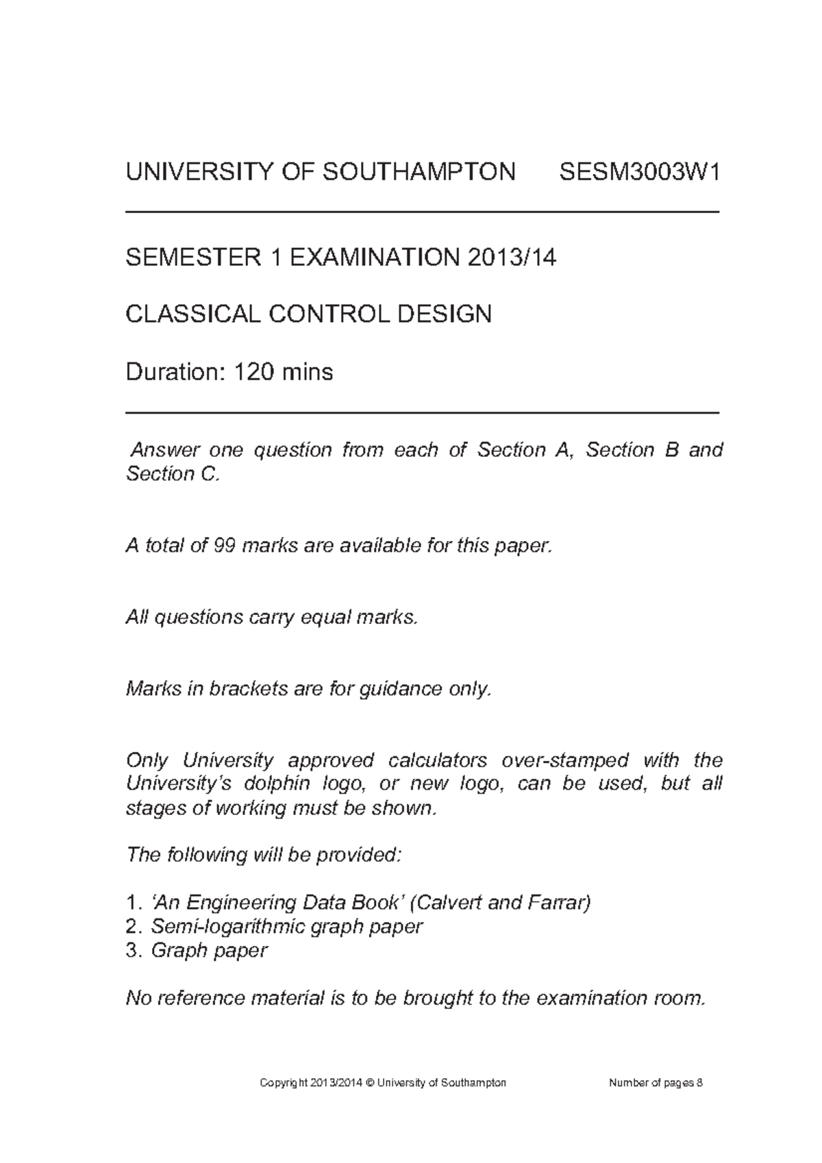 SESM3003 Exam Paper S1 2013-2014 corrected - Copyright 2013/2014 © University of Southampton ...