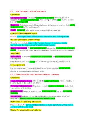 Year 11 Business Management Unit 1 Exam Revision Sheet - Year 11 ...
