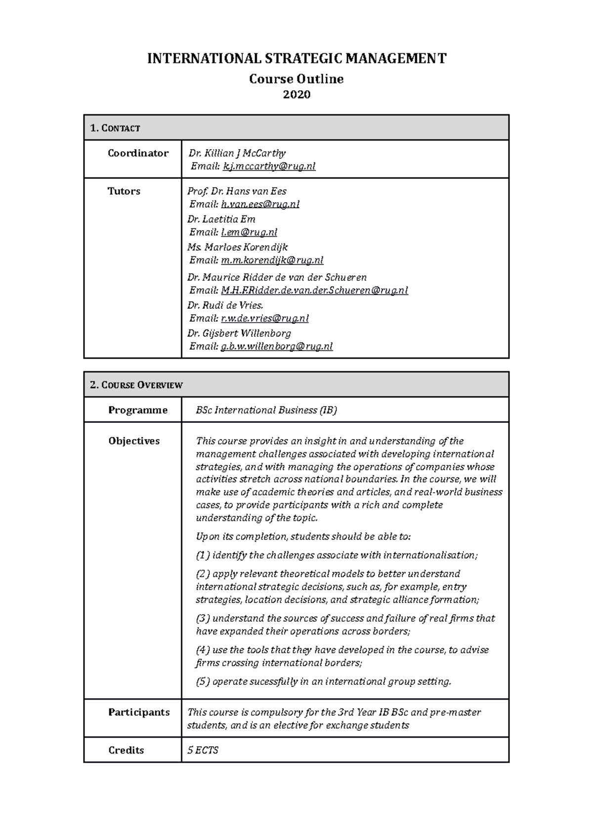 A. Course Outline 2020-online - INTERNATIONAL STRATEGIC MANAGEMENT ...