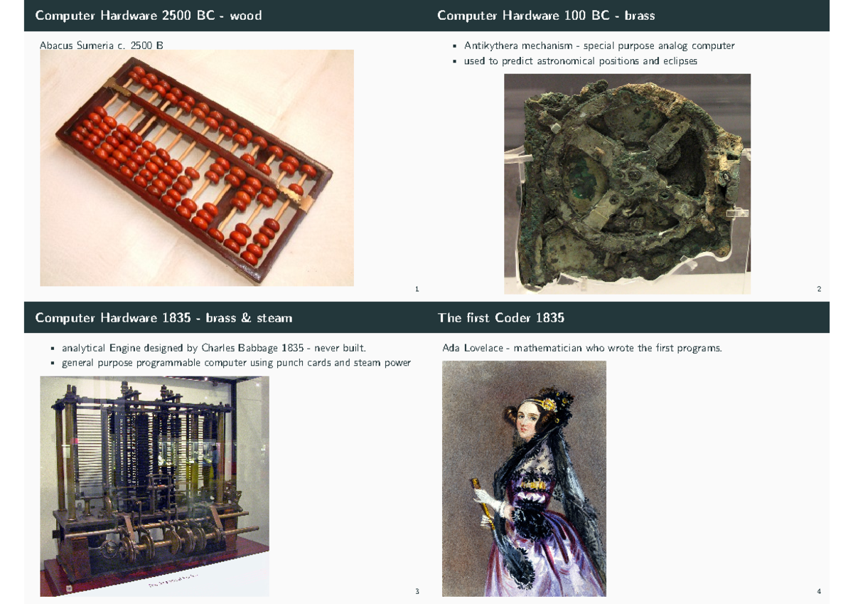 Notes for lect 1 - Computer Hardware 2500 BC - wood Abacus Sumeria c ...