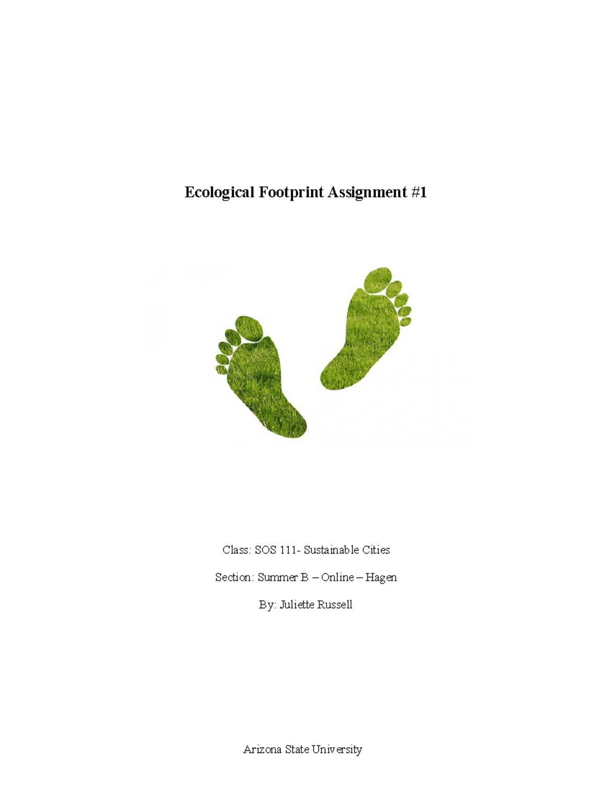 Ecological Footprint Assignment - Juliette Russell - Ecological ...
