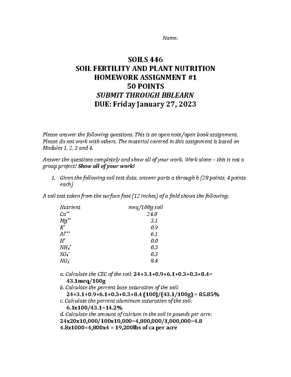 Soils 446 Assignment 1 - hw 1 - Name: SOILS 446 SOIL FERTILITY AND ...