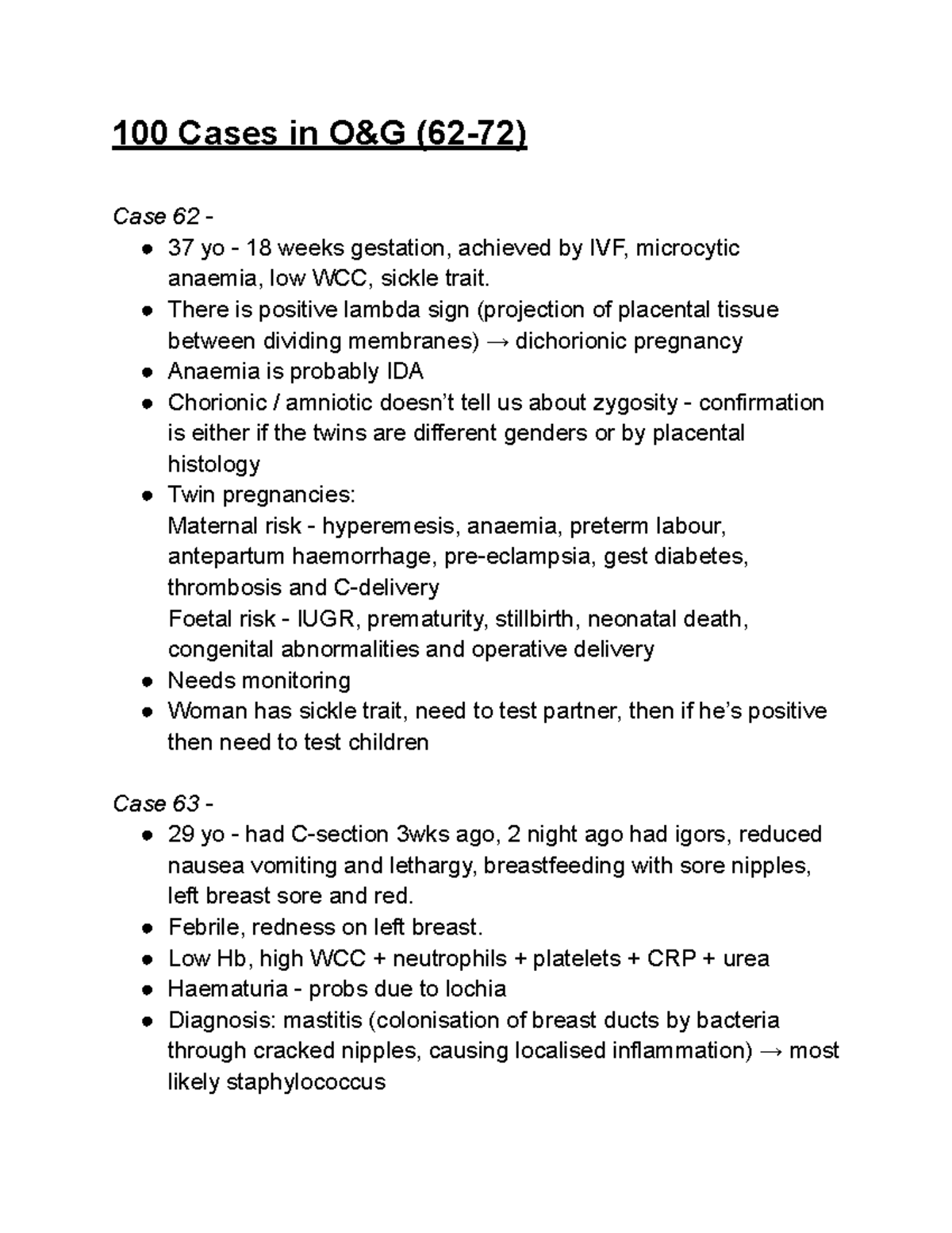 100 Cases in O&G (62-72) - 100 Cases in O&G (62-72) Case 62 - 37 yo ...