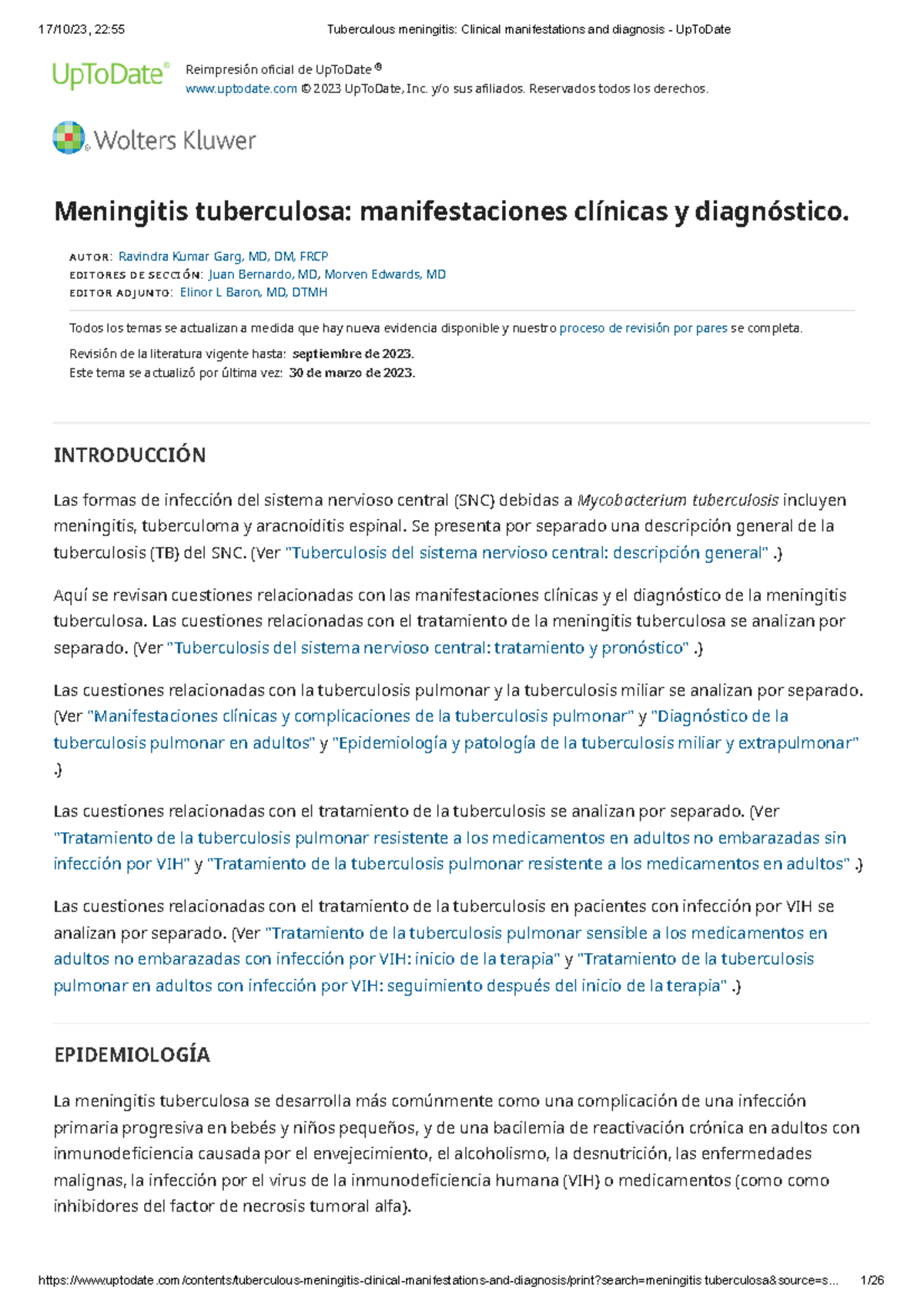 Tuberculous meningitis Clinical manifestations and diagnosis - Up To ...