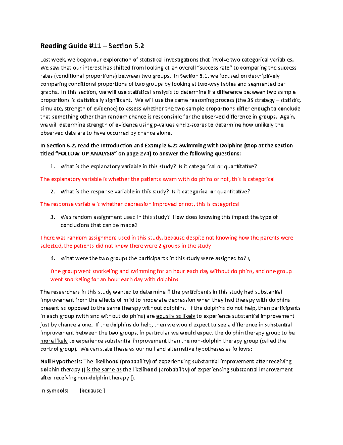 RG #11 - reading guide questions - Reading Guide #11 – Section 5. Last week, we began our - Studocu