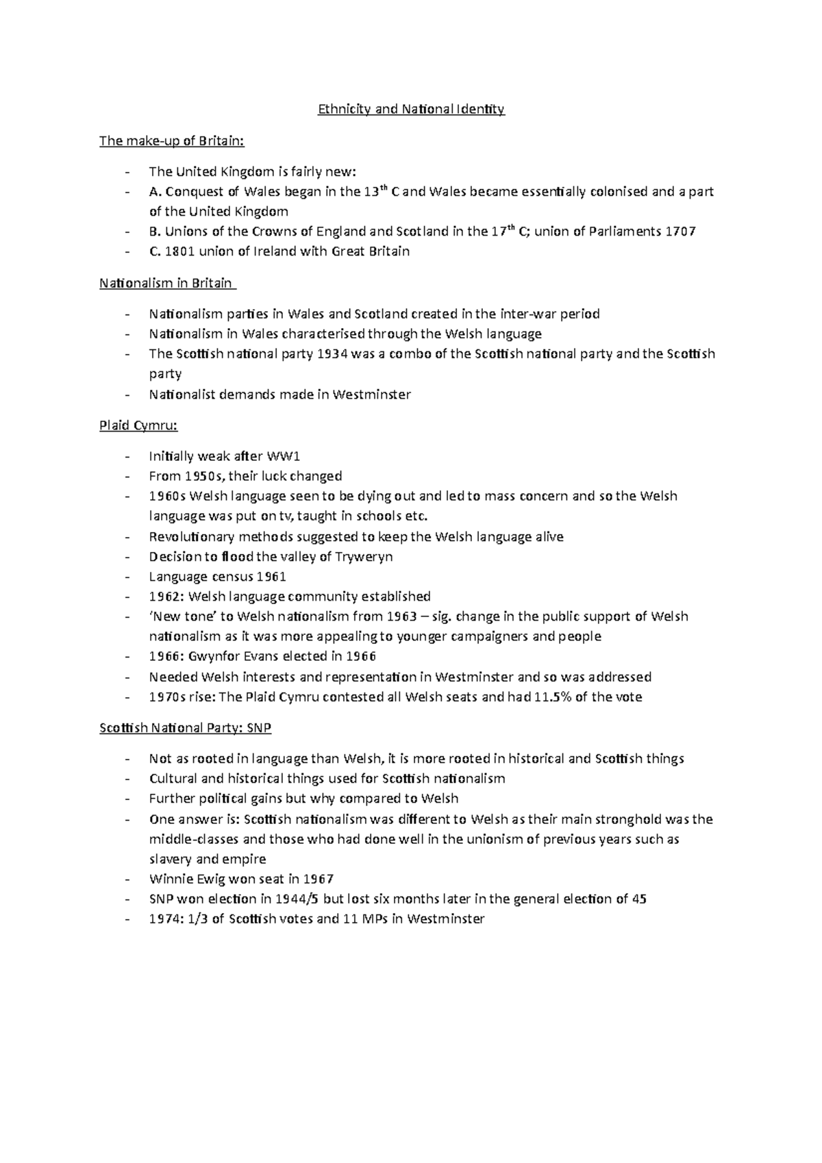 Nationalism within Britain - Ethnicity and National Identity The make ...