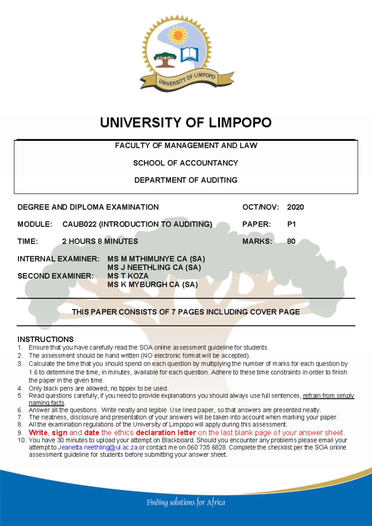 Exam 2020 - Financial accounting june exam question paper for 2020 ...