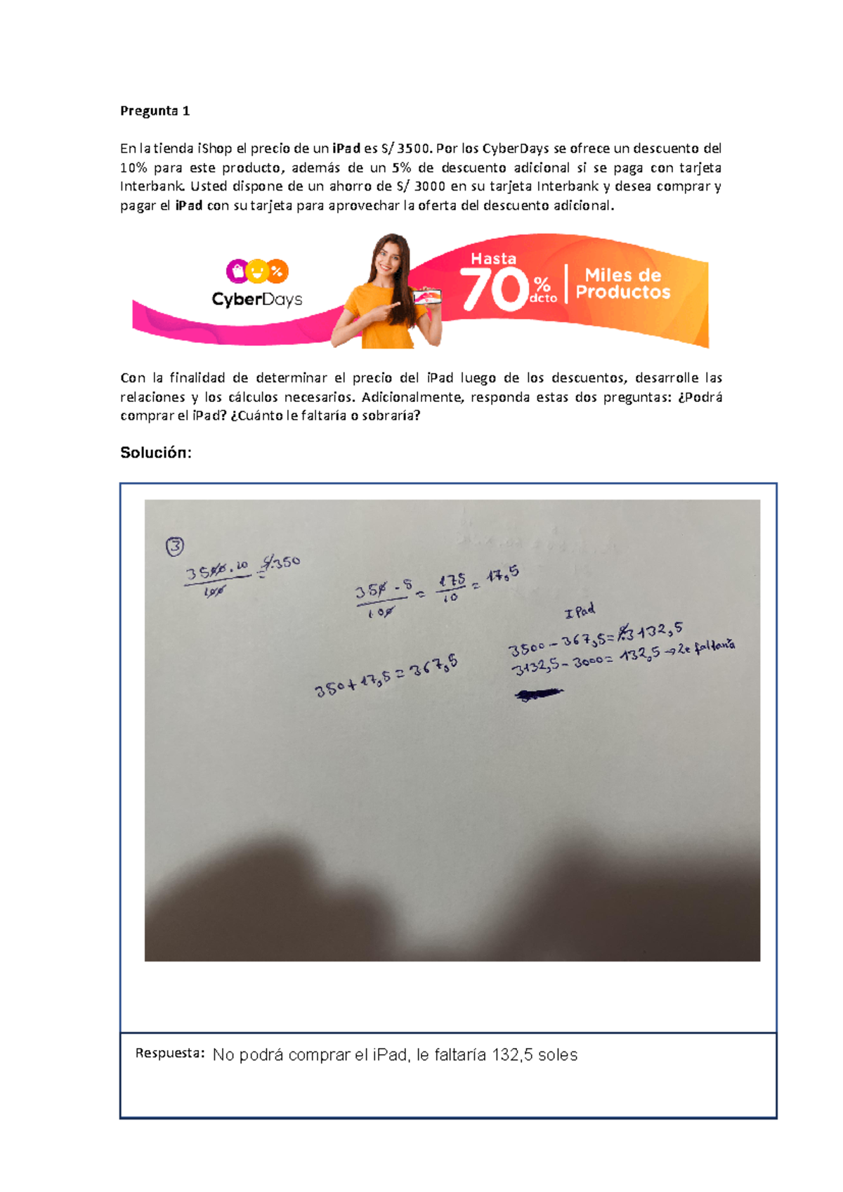 T1 - Prueba B-2-2 - Examen T1 Complementos de la Matemática - En la tienda iShop el precio de un ...