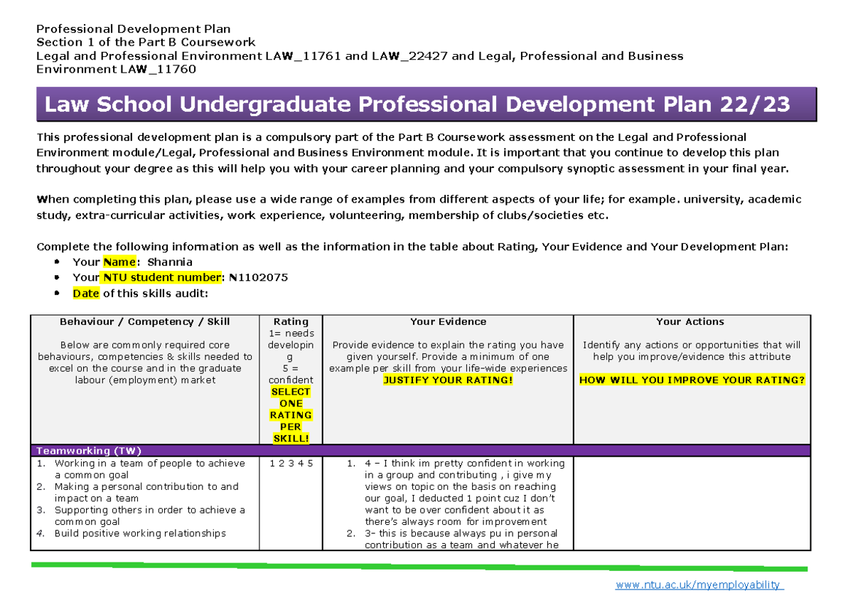 Professional Development Plan 22-23 - Section 1 of the Part B ...