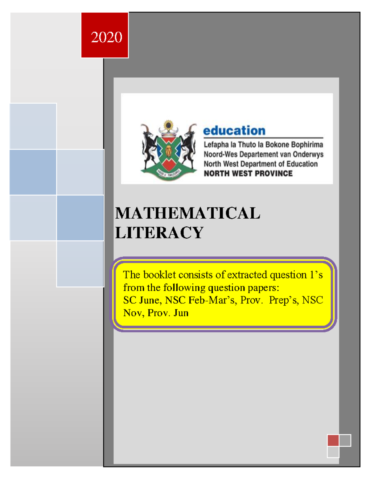 MLIT- Collectable- Marks-NW-2020 -1 - MATHEMATICAL LITERACY 2020 The ...