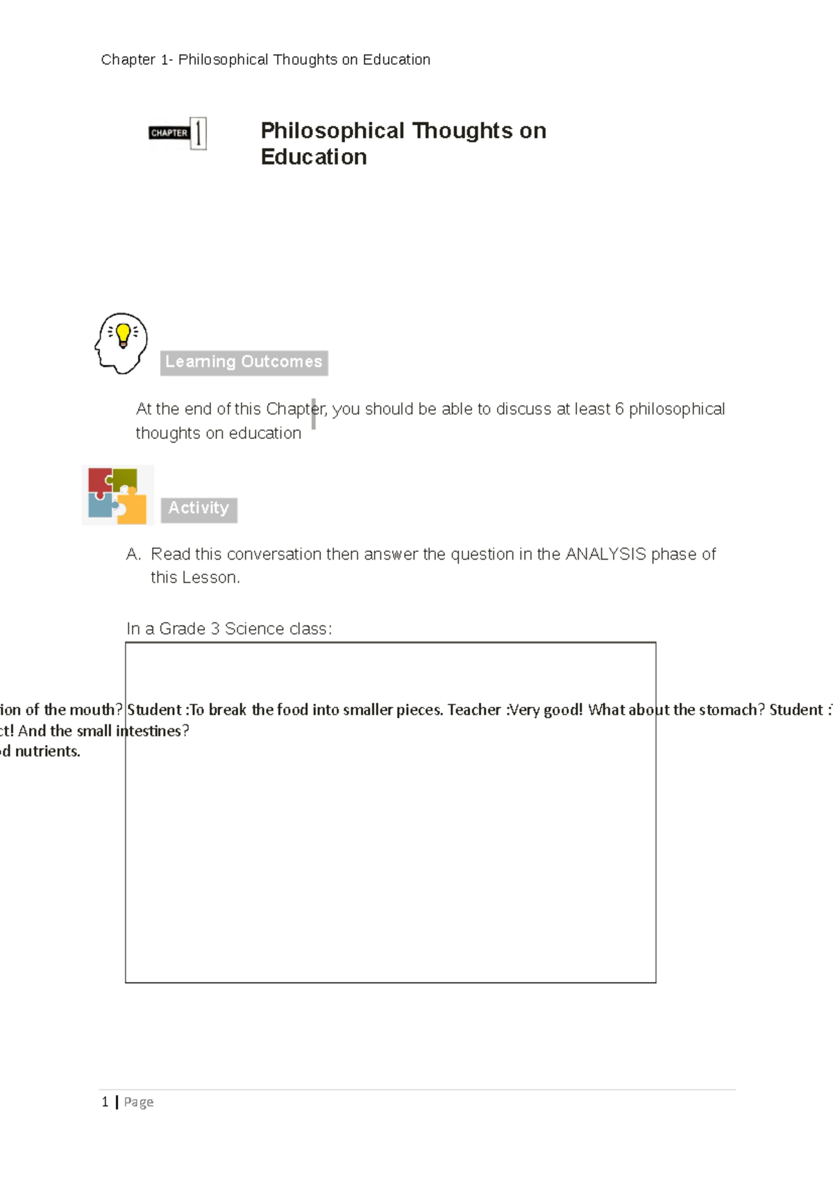 Chapter 1 Discussion 2021-2022-1766 - Chapter Philosophical Thoughts on ...