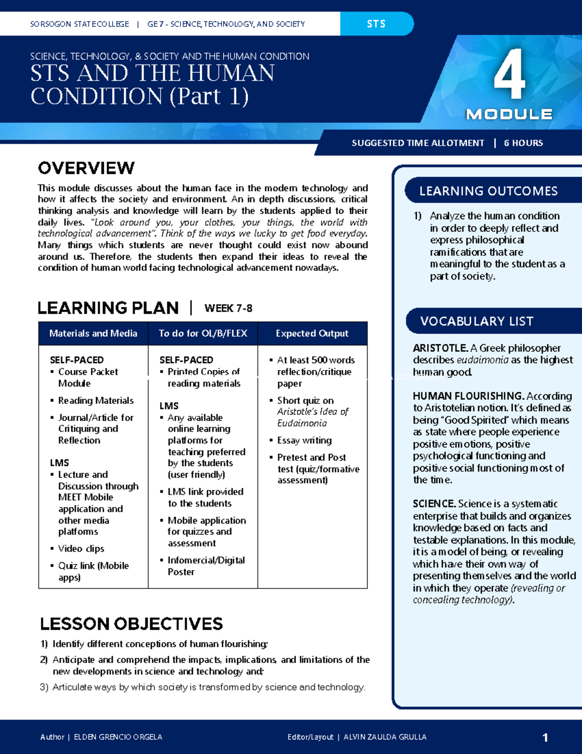 01 STS Module 4 Overview and Pretest - This module discusses about the ...