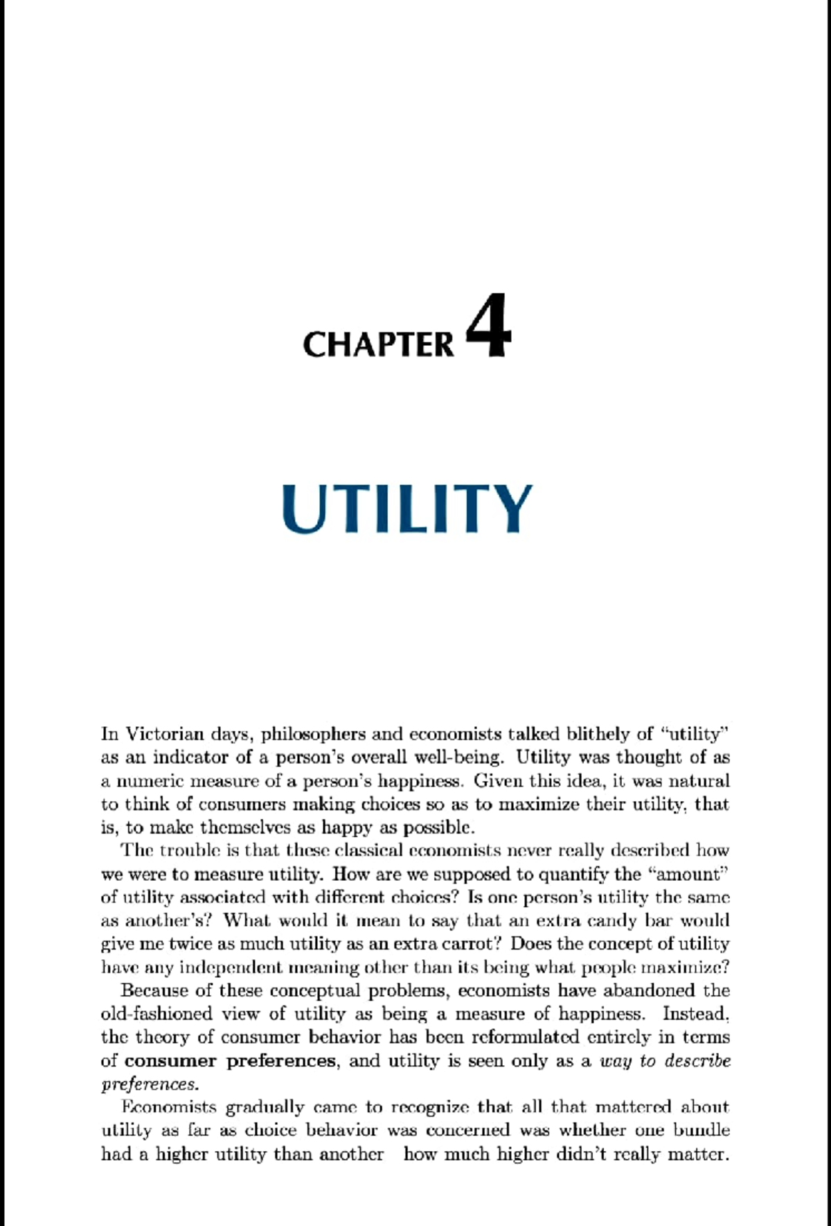 Microeconomics varian ch-4, 5,6 - CHAPTER 4 UTILITY In Victorian days, philosophers and ...