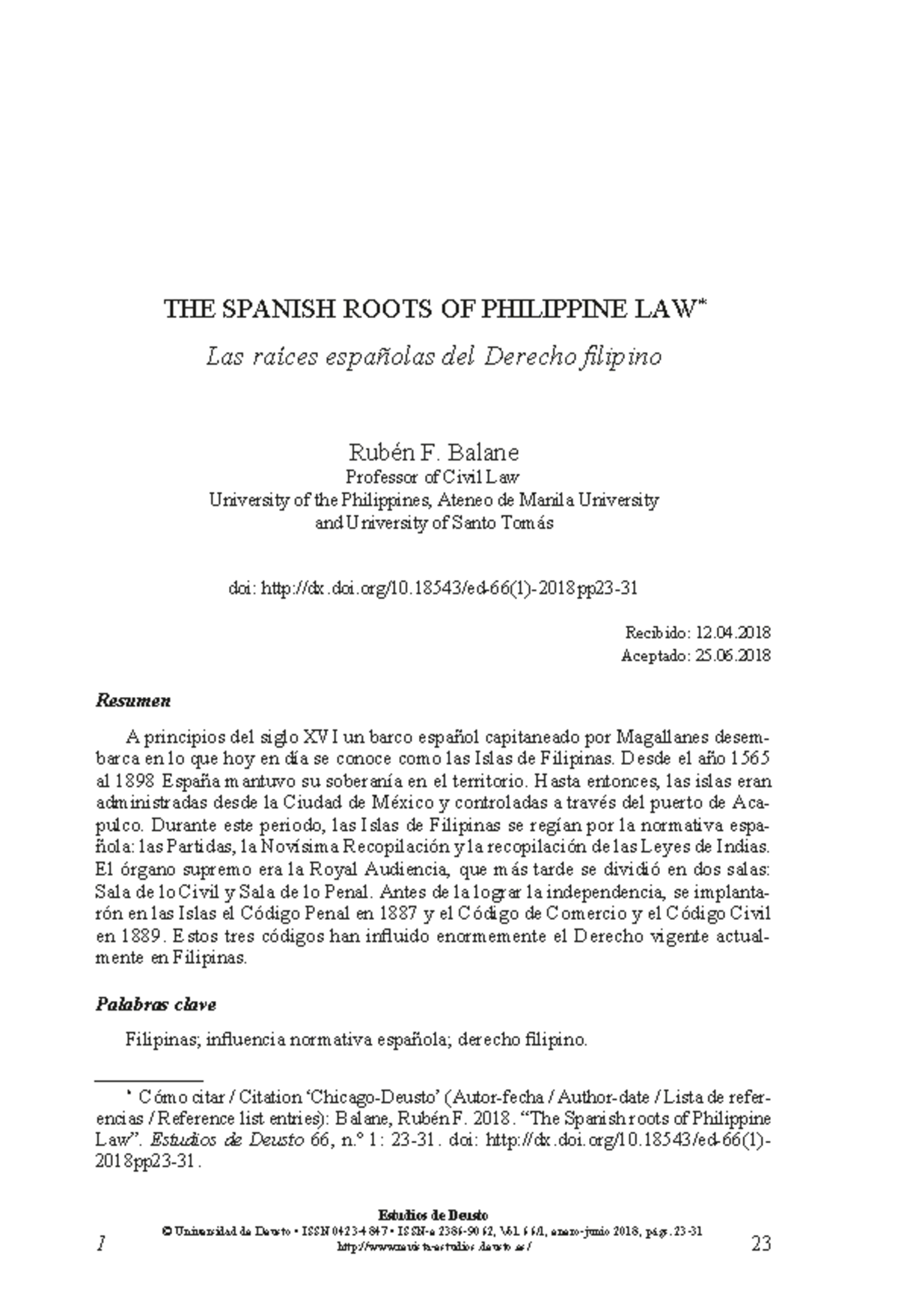 Dialnet-The Spanish Roots Of Philippine Law-6576315 - 1 23 THE SPANISH ...