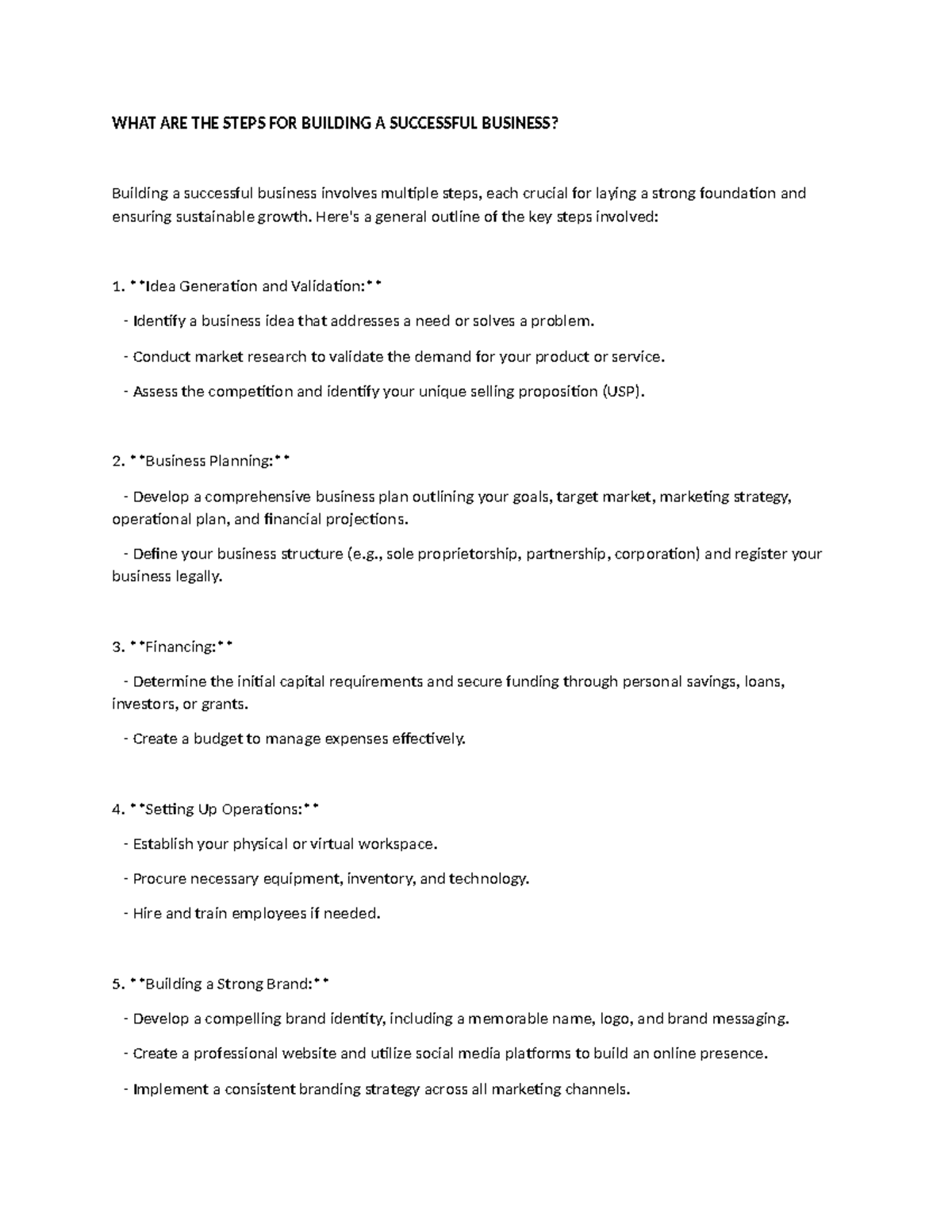 WHAT ARE THE Steps FOR Building A Successful Business - WHAT ARE THE ...