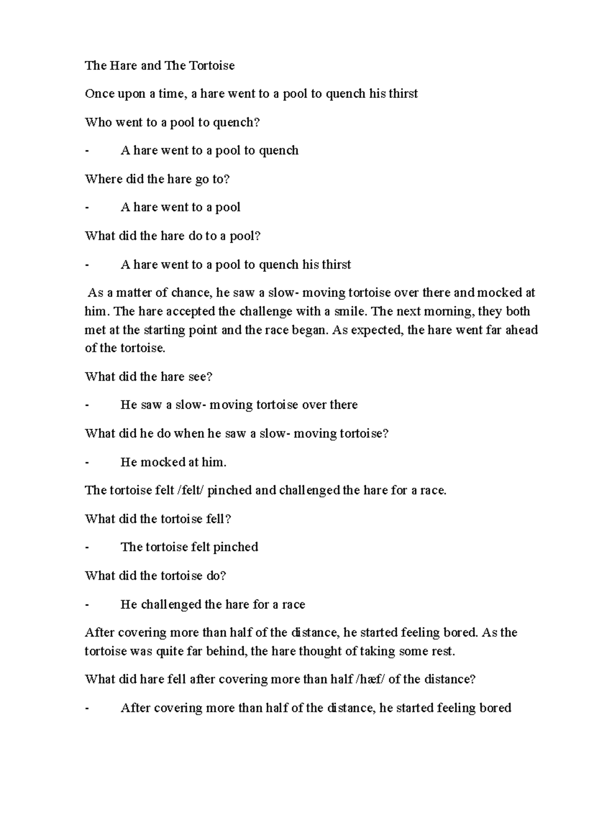 The Hare and The Tortoise NA - The Hare and The Tortoise Once upon a ...