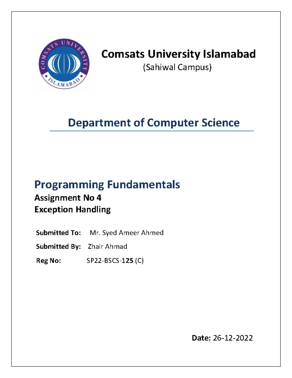 Assing 4 - Notes - Comsats University Islamabad (Sahiwal Campus ...