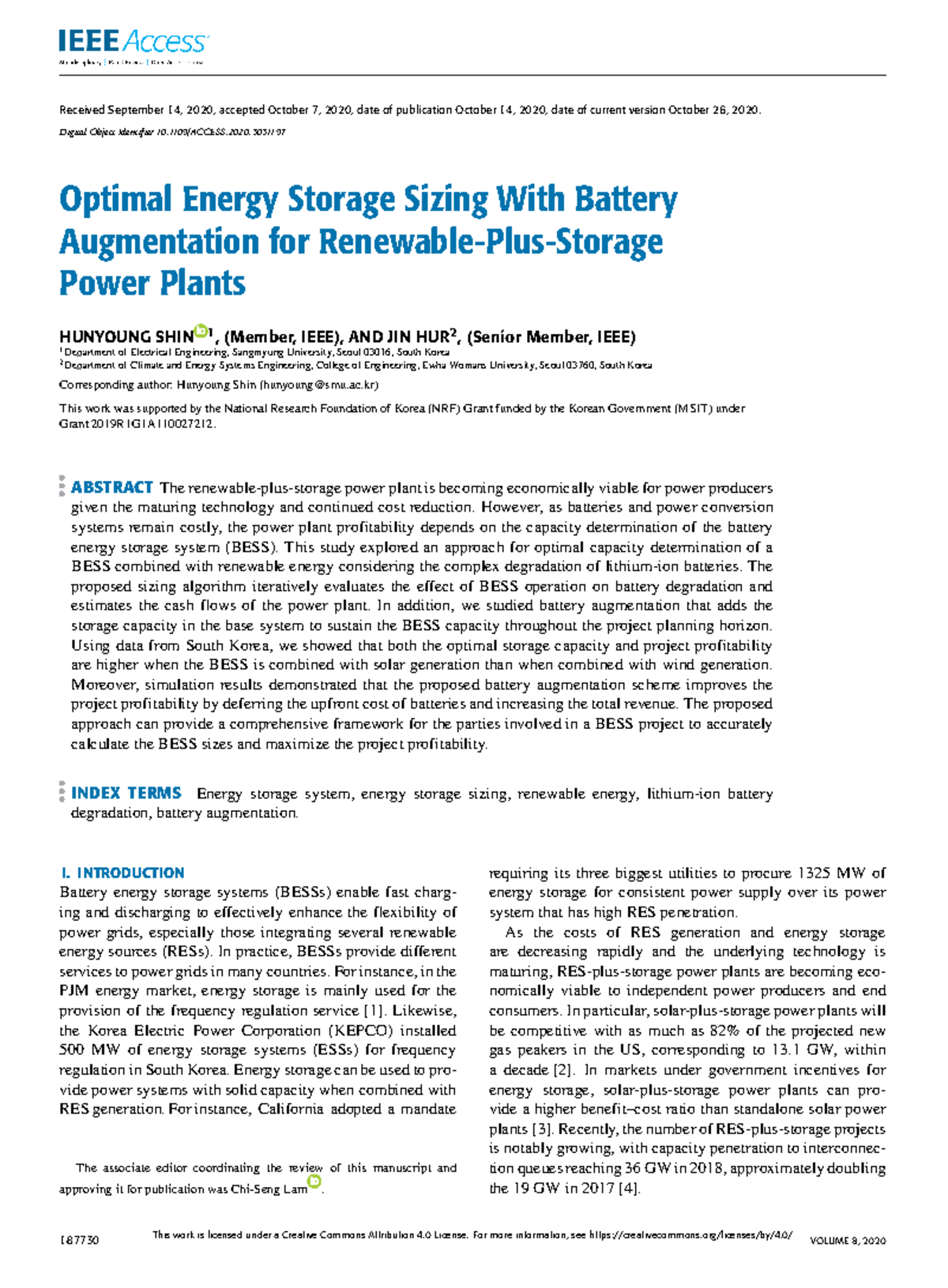 Optimal Energy Storage Sizing With Battery Augment - Received September ...