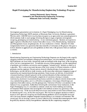 Mech Rapid Prototyping report - A Seminar report On Rapid Prototyping ...