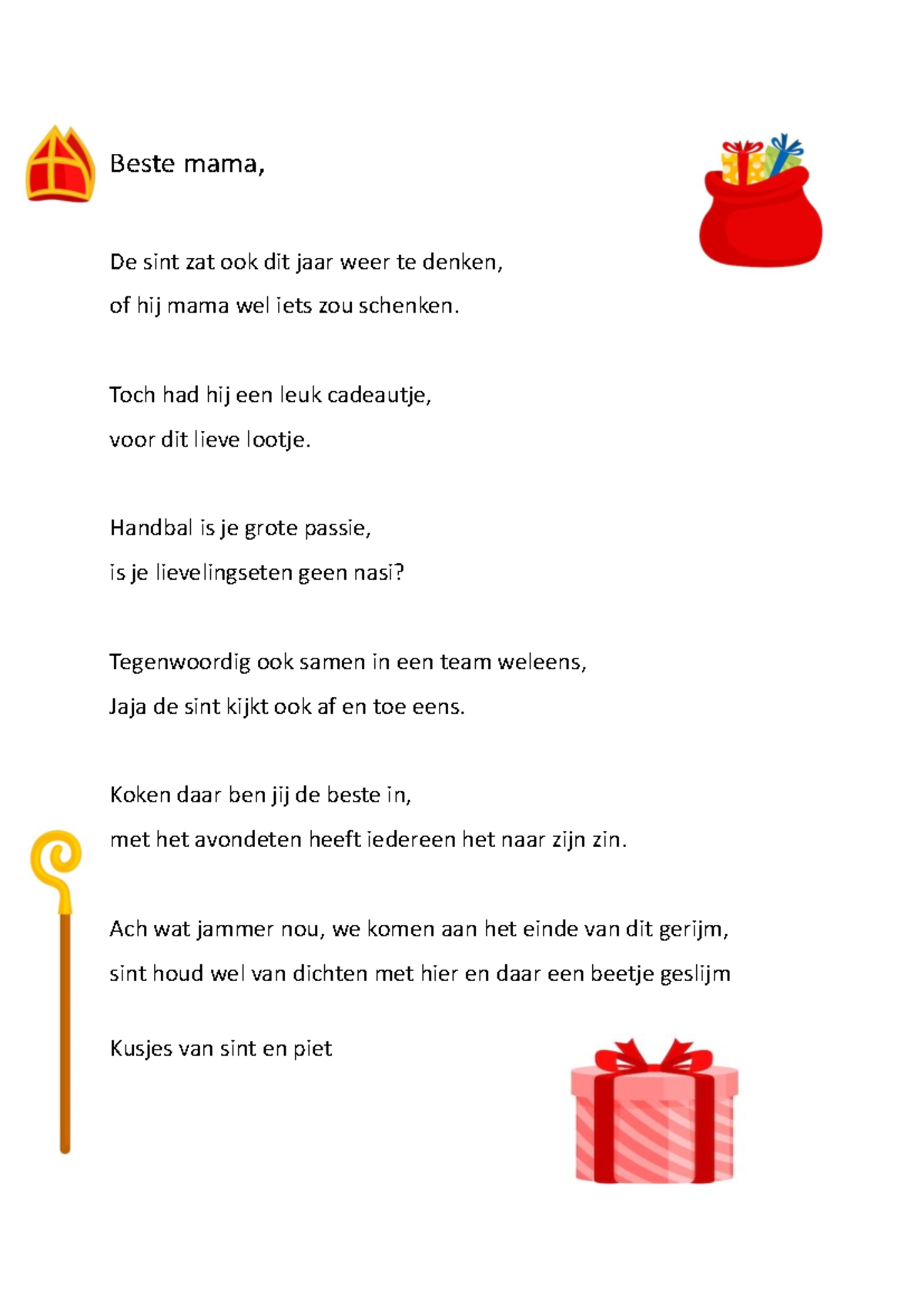 Beste mama - Beste mama, De sint zat ook dit jaar weer te denken, of hij mama wel iets zou ...