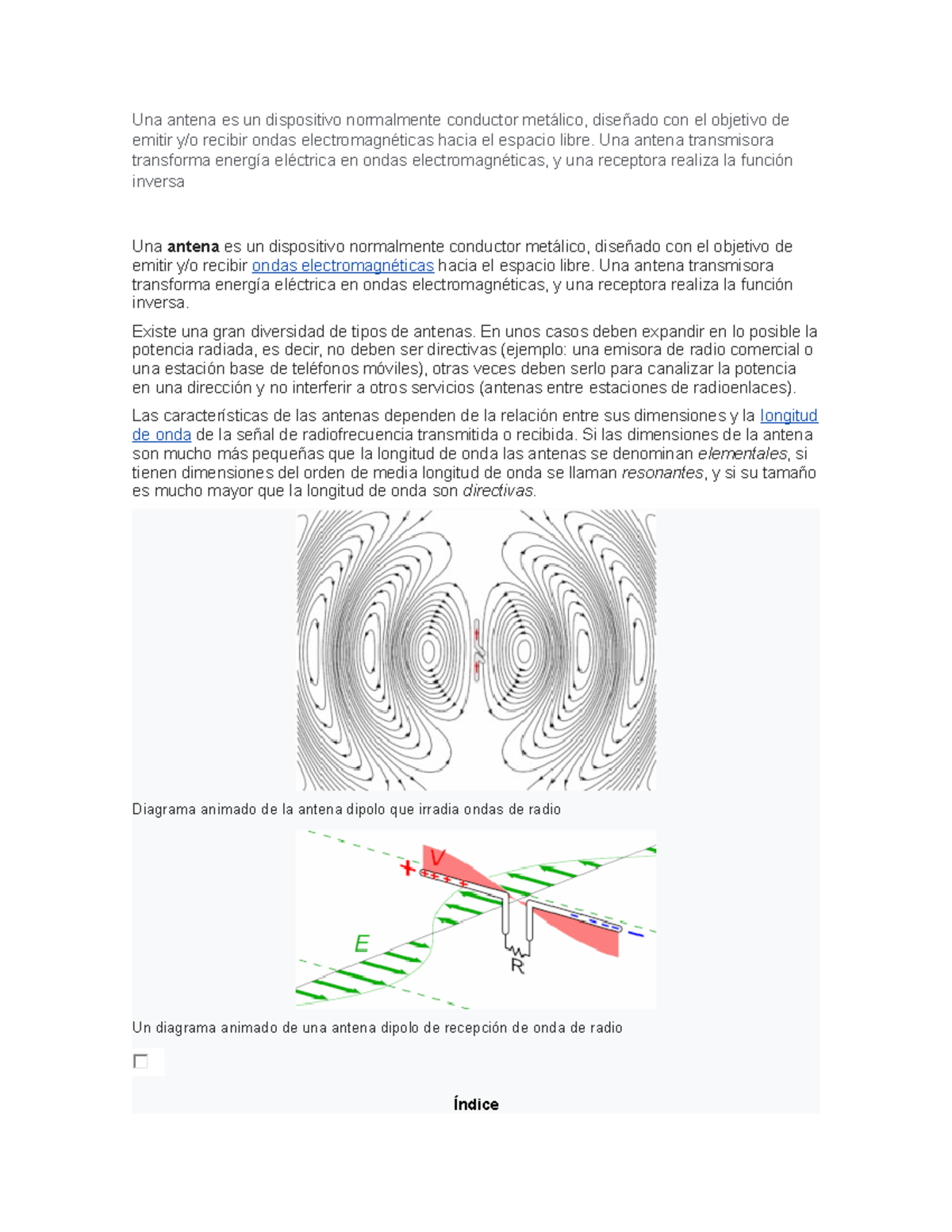 Elementos - Una antena es un dispositivo normalmente conductor meemitir ...