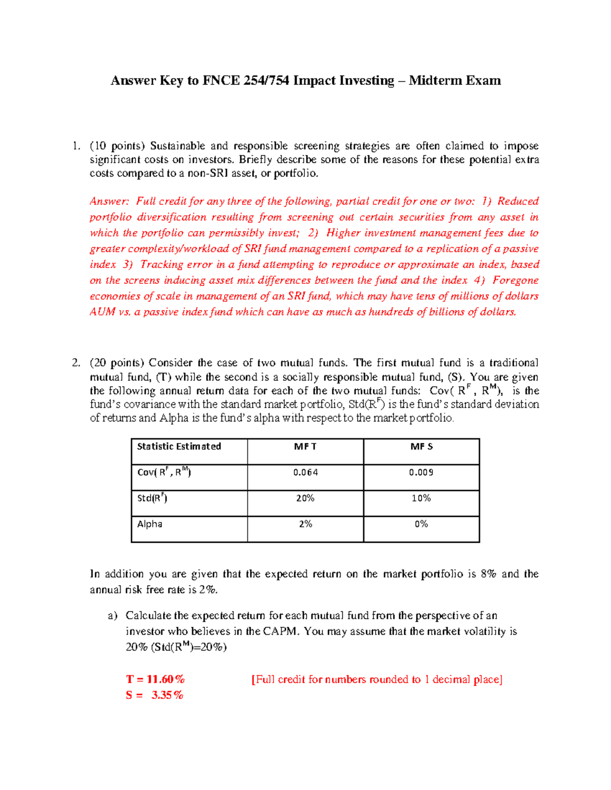 Practice Midterm Exam Answer Key - FNCE 754 - UPENN - Studocu