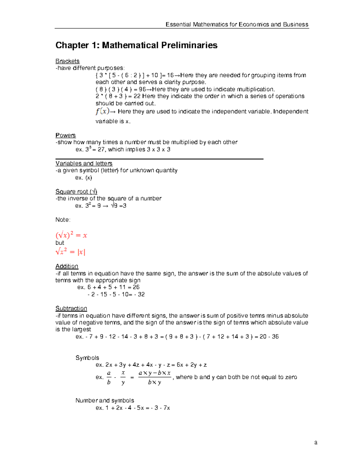 Essentialmathematicsforeconomicsandbusiness - a Chapter 1: Mathematical ...