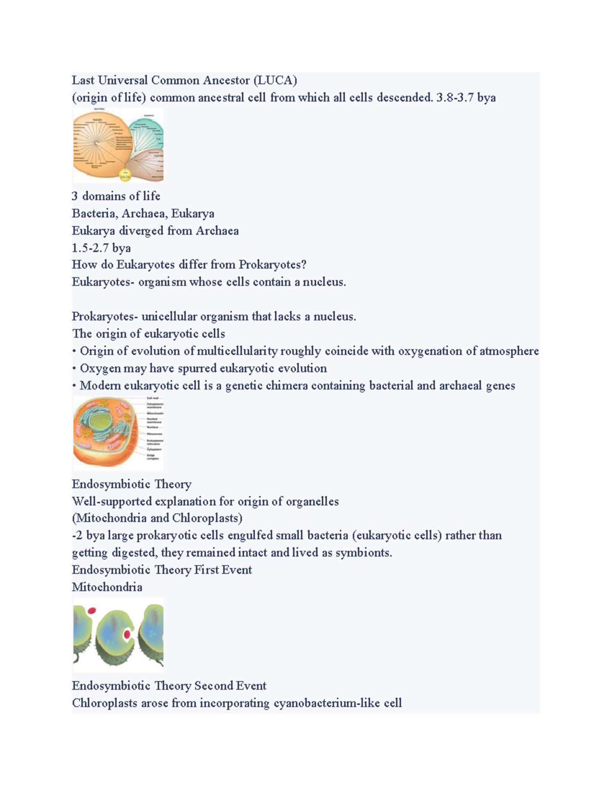Micro 3 - practice materials - Last Universal Common Ancestor (LUCA ...