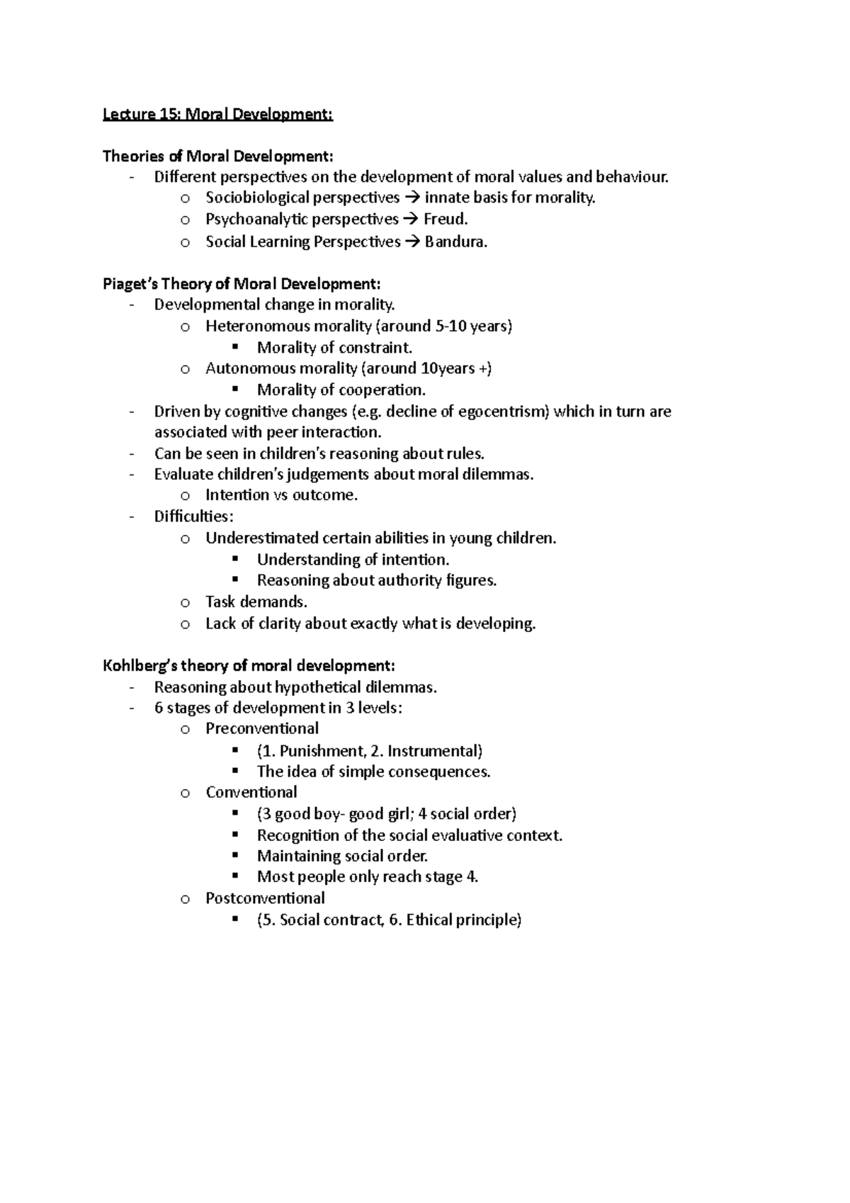 Lecture 15- Moral Development - Lecture 15: Moral Development: Theories ...