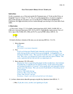 BIBL 105 OT Bible Study Observation Assignment - Old Testament Bible ...