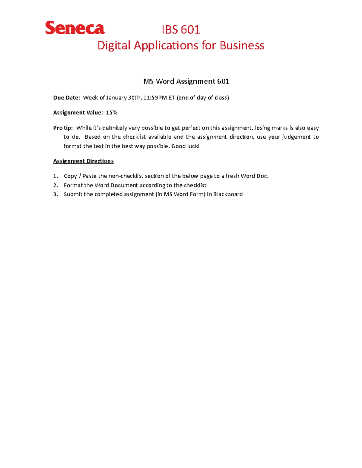 IBS 601 Word Assignment Winter 2023 - Digital Applications for Business ...