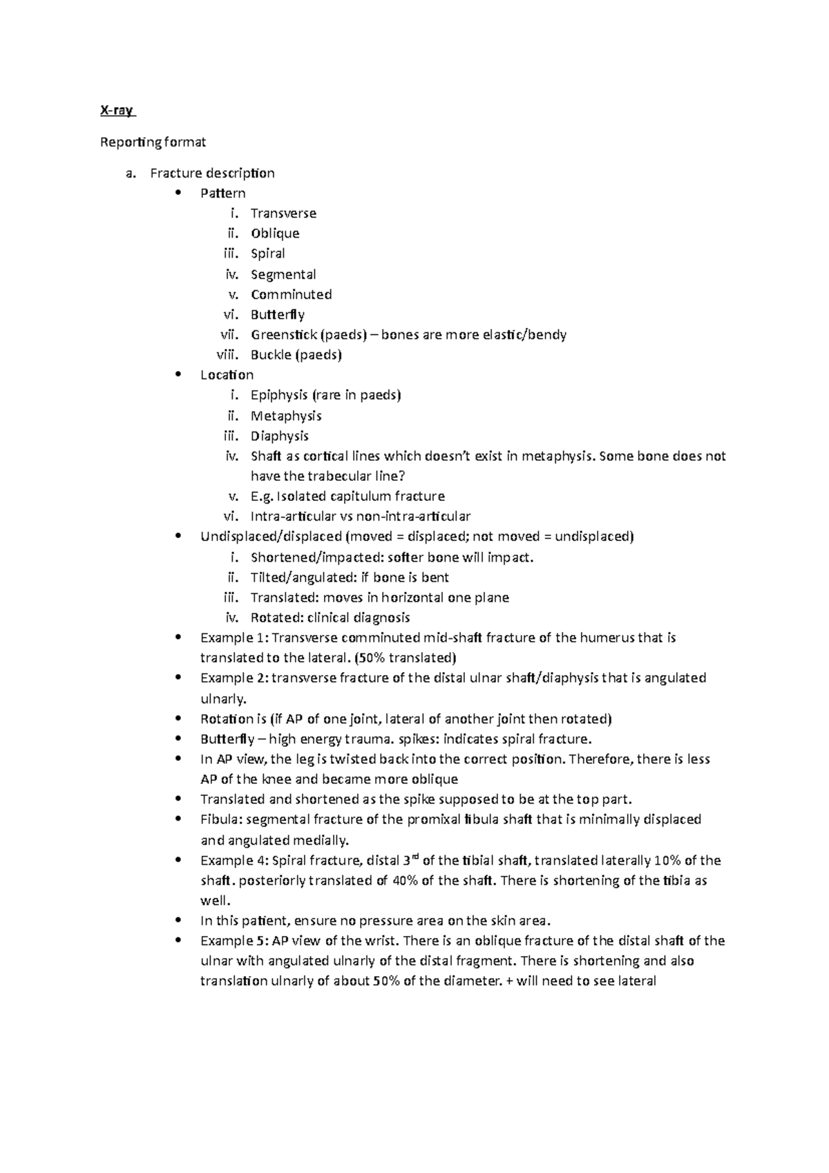 Fracture Description and Reporting Format - Studocu
