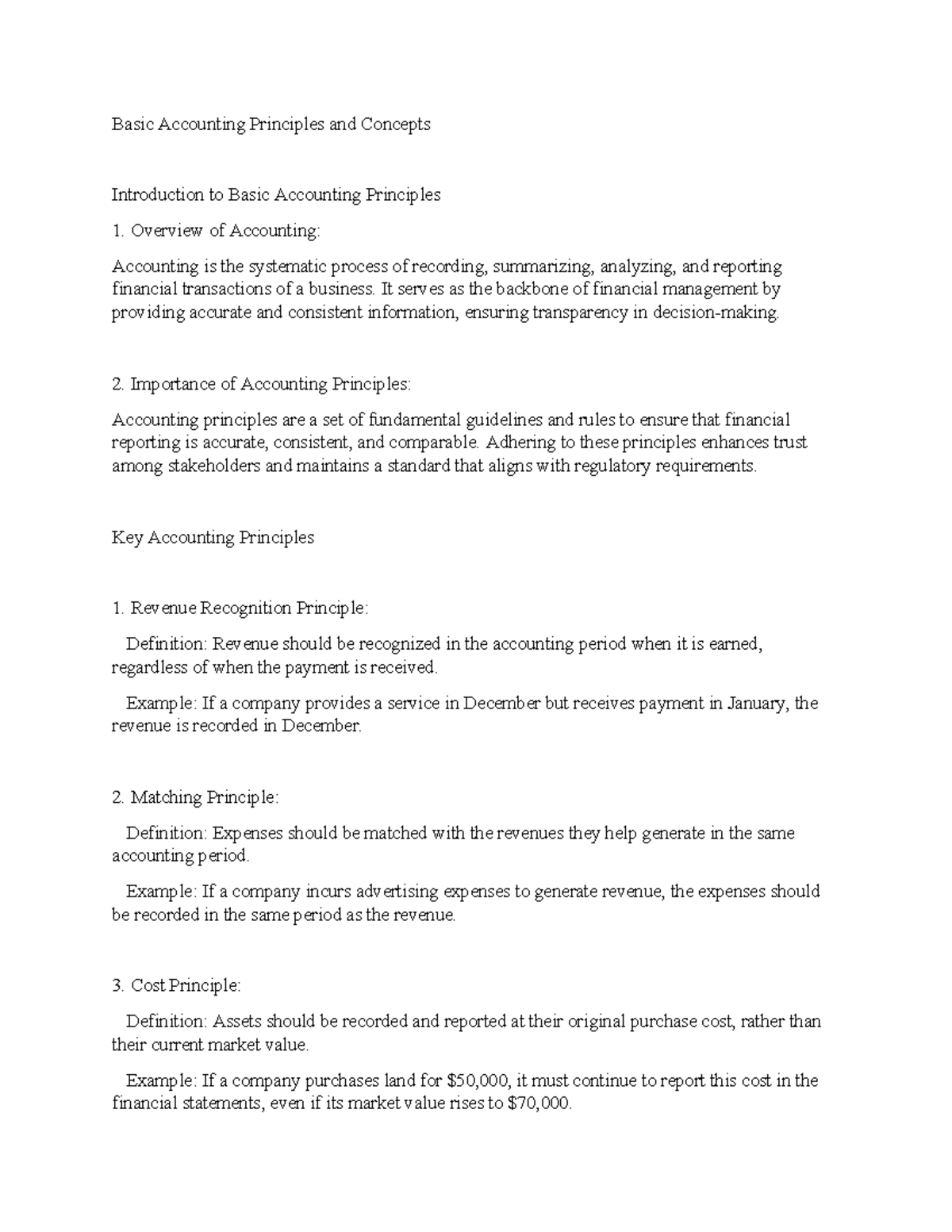 Basic Accounting Principles and Concepts - Basic Accounting Principles ...