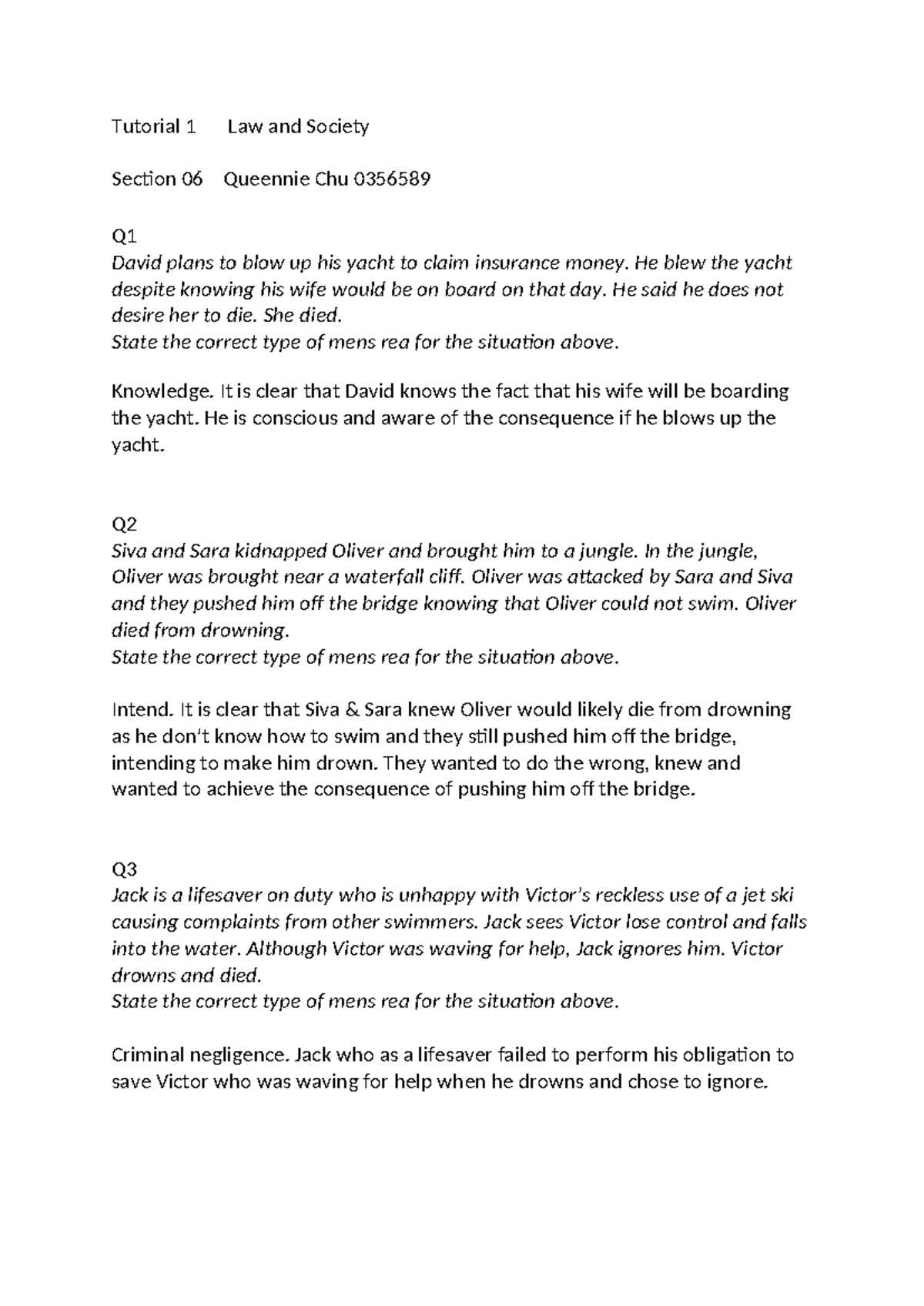 Tutorial 1 Law and Society - Tutorial 1 Law and Society Section 06 ...