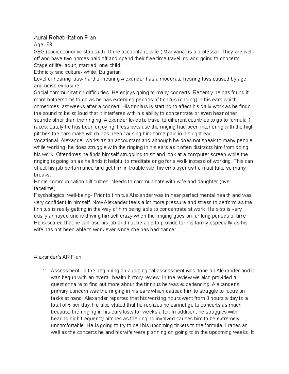 Ar Plan - A aural rehabilitation plan for the final grade - Aural ...