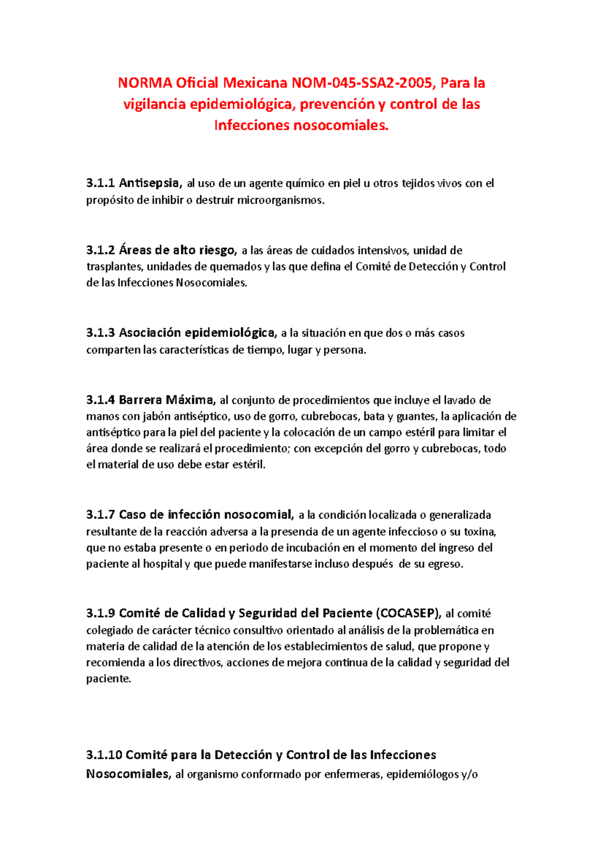 NOM-045-SSA2-2005 , Para la vigilancia epidemiológica, prevención y ...