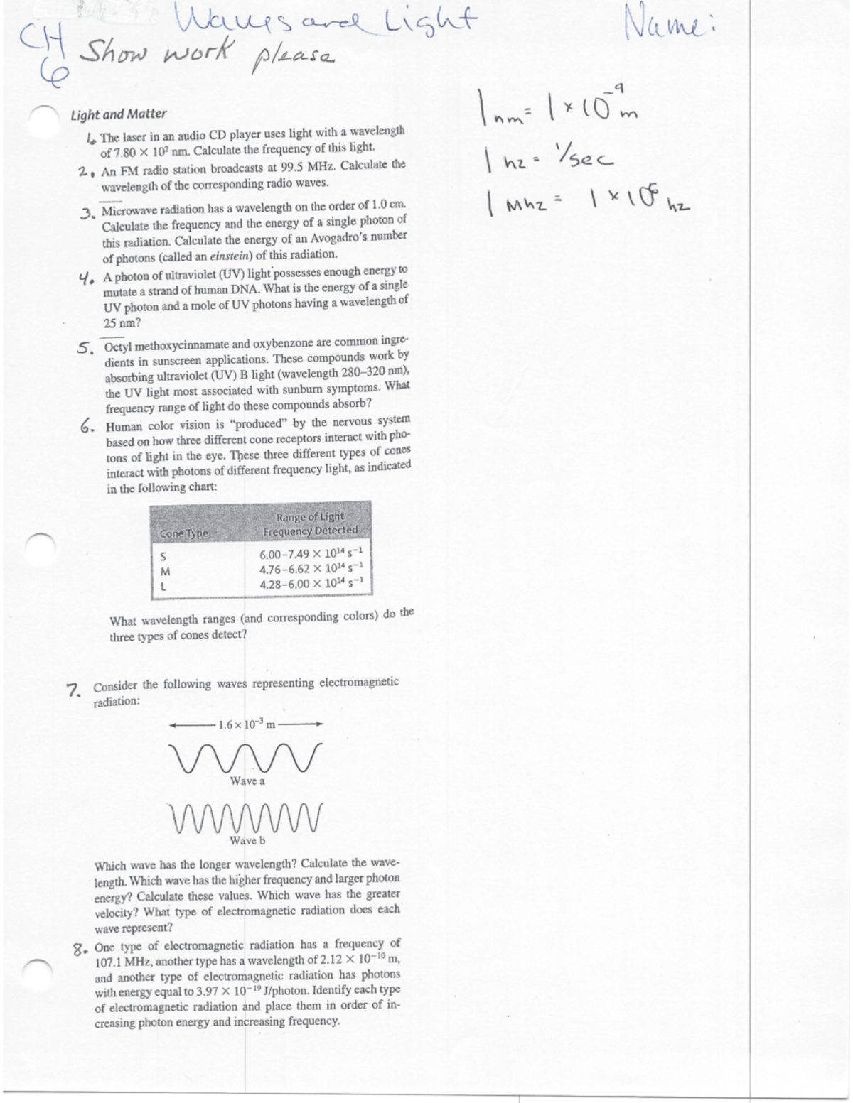 Waves and Light WS - For physics - Studocu
