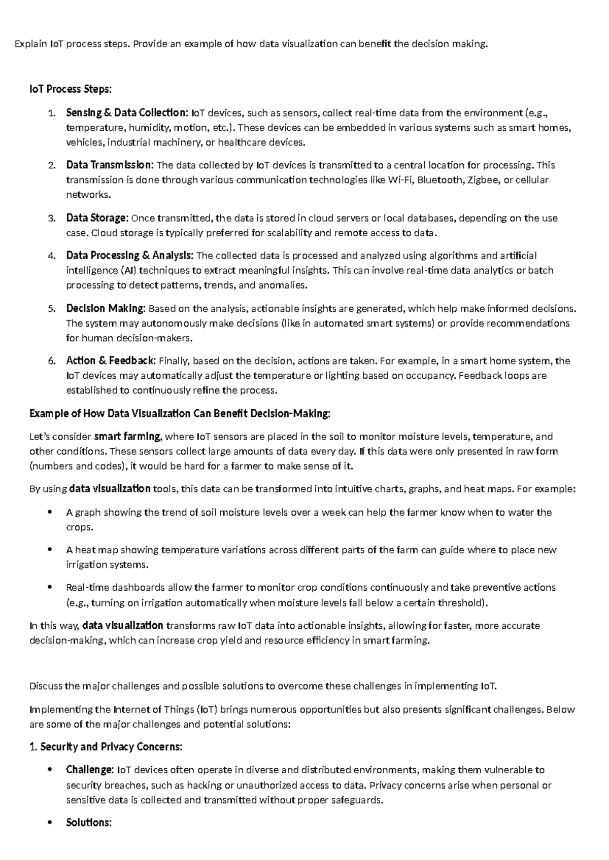 Question Paper Answers Explain Iot Process Steps Provide An Example Of How Data Visualization