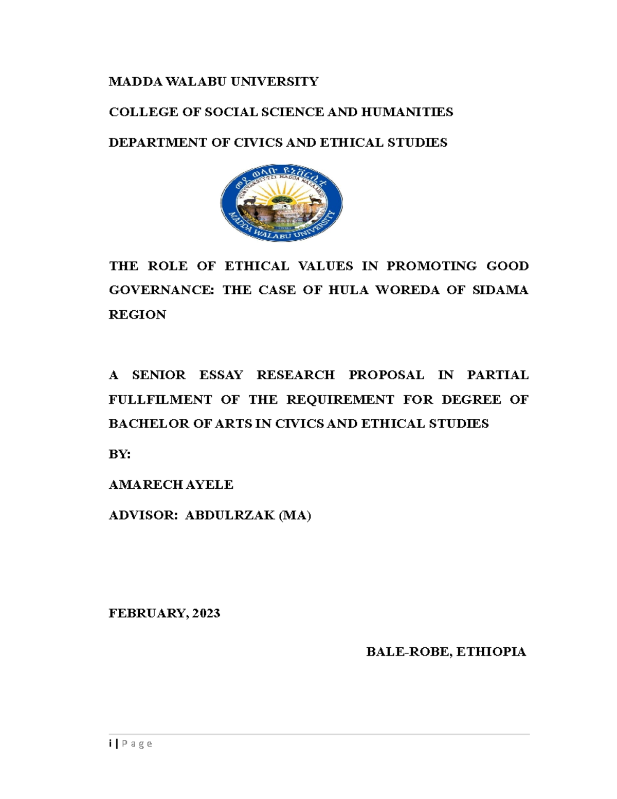 Amarech 11 - please read it - MADDA WALABU UNIVERSITY COLLEGE OF SOCIAL ...