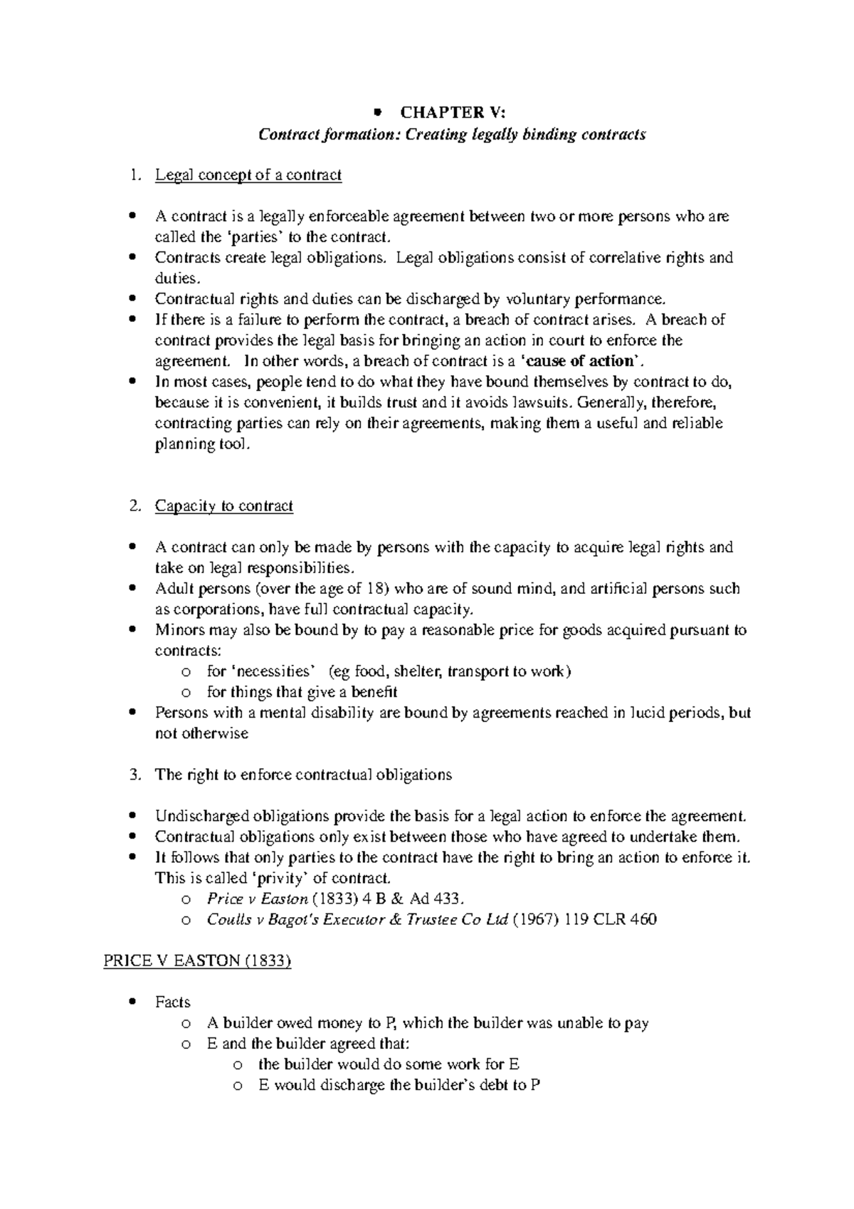 Week V: Contract Formation, creating legally binding contracts ...