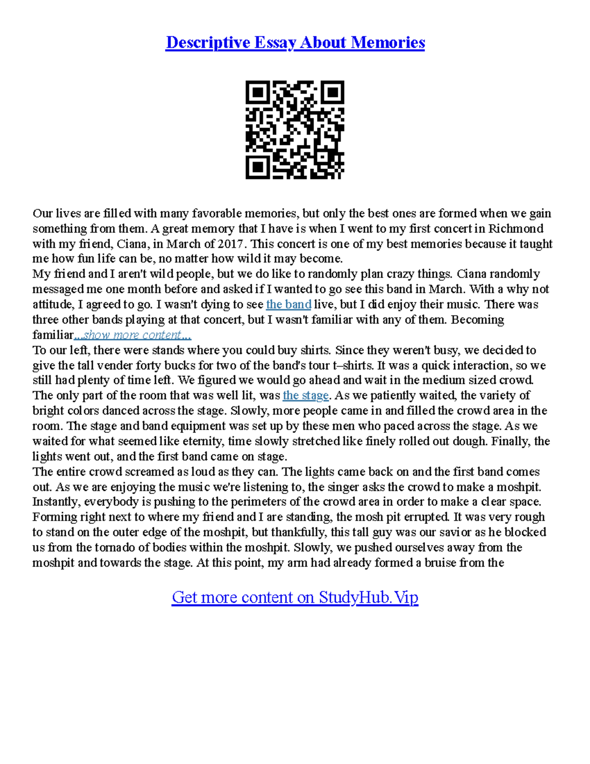 Descriptive Essay Conclusion Examples - Descriptive Essay About ...