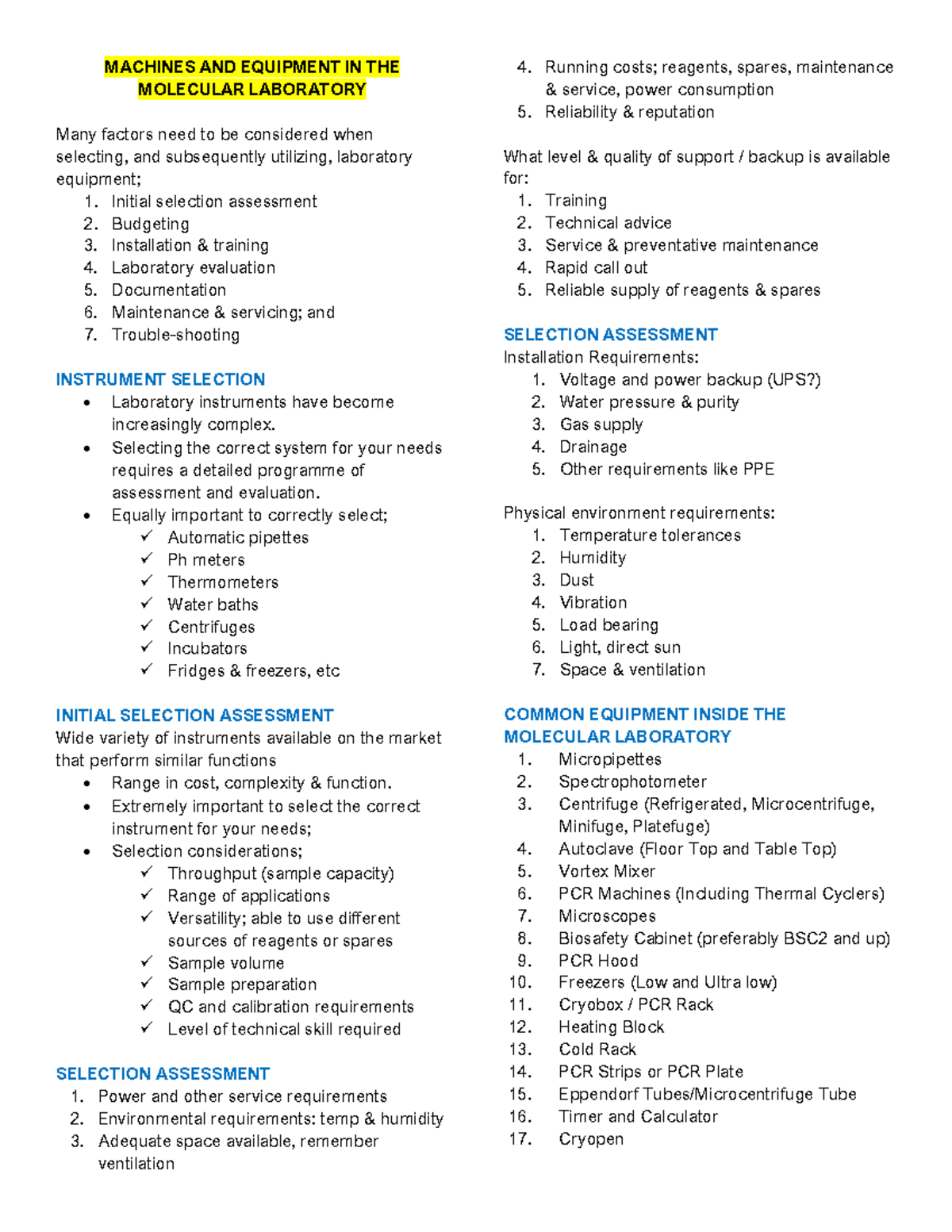 117 Lab Machines Equipment in the Mol. Lab - MACHINES AND EQUIPMENT IN ...