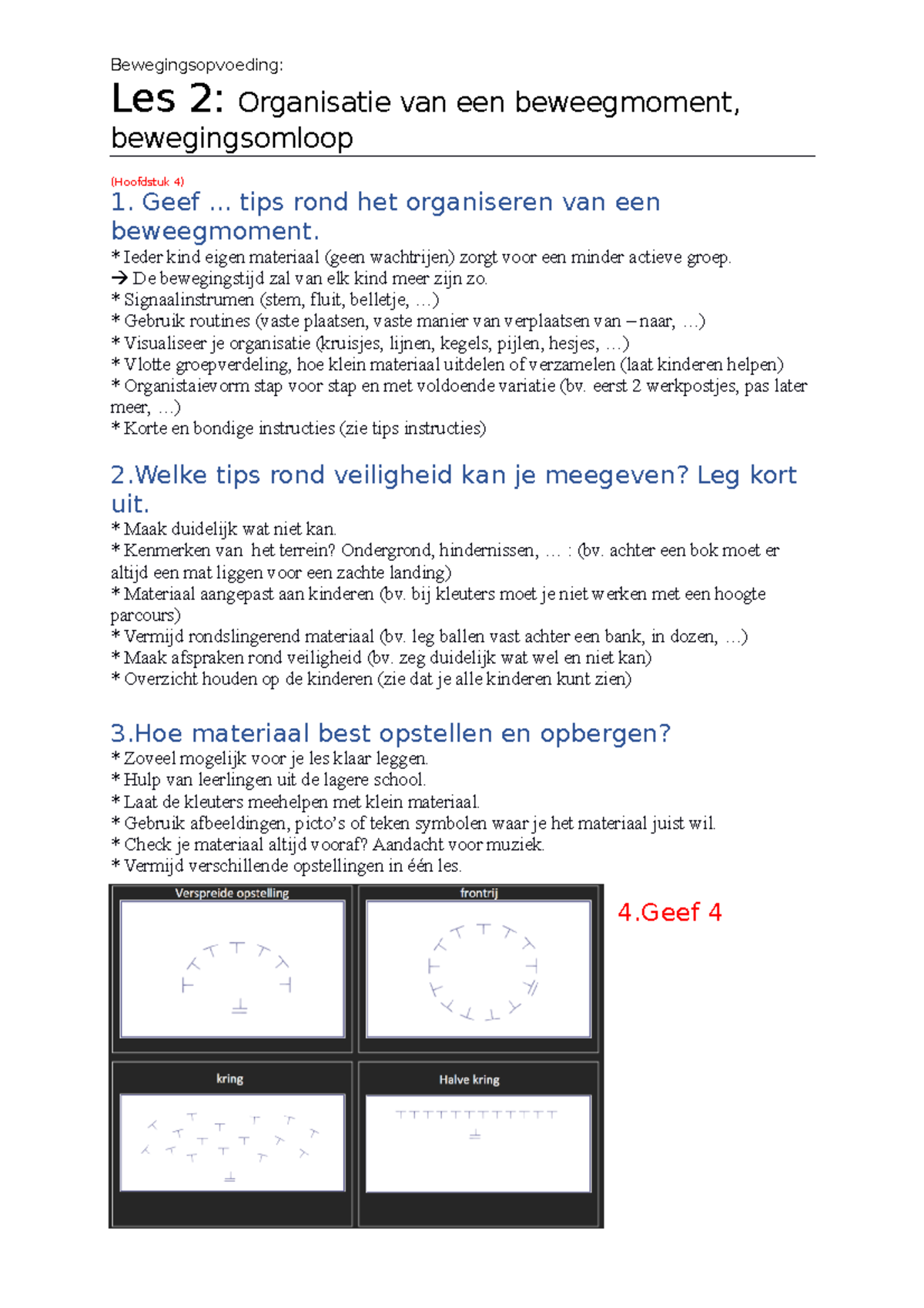 Les 2 Bewegingsopvoeding - Les 2: Organisatie van een beweegmoment ...