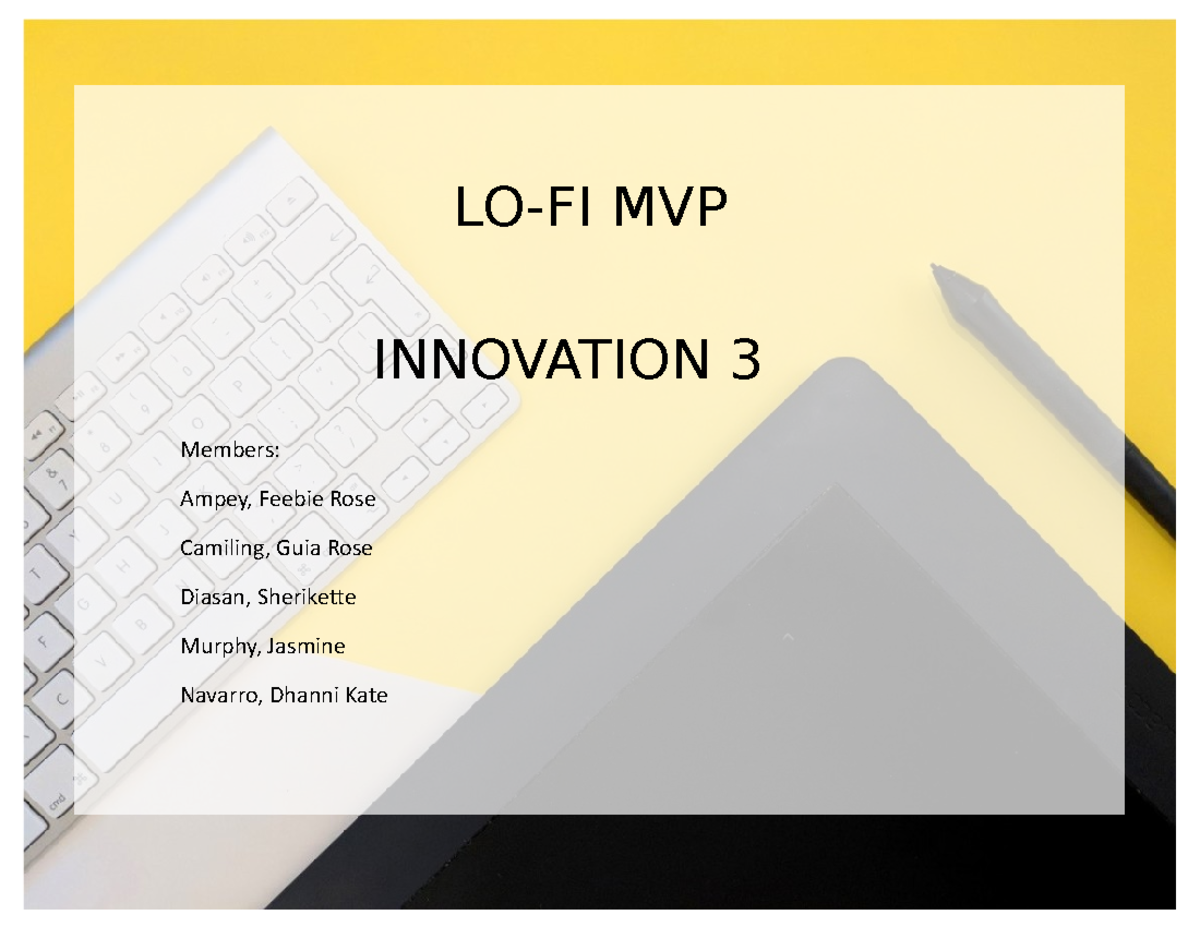 LO FI MVP Innovation 3 - Business project - Management Accounting - LO ...