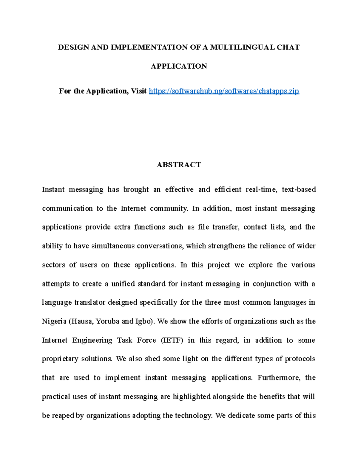 Complete Material - DESIGN AND IMPLEMENTATION OF A MULTILINGUAL CHAT ...