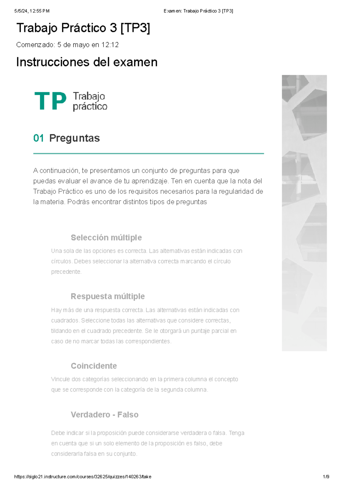 [TP3] 95 Reg Tributario - Trabajo Práctico 3 [TP3] Comenzado: 5 de mayo en 12: Instrucciones del ...